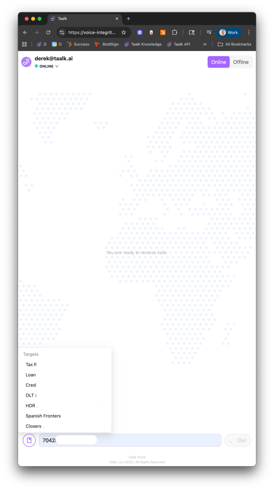 Making and Receiving Calls in Taalk Phone