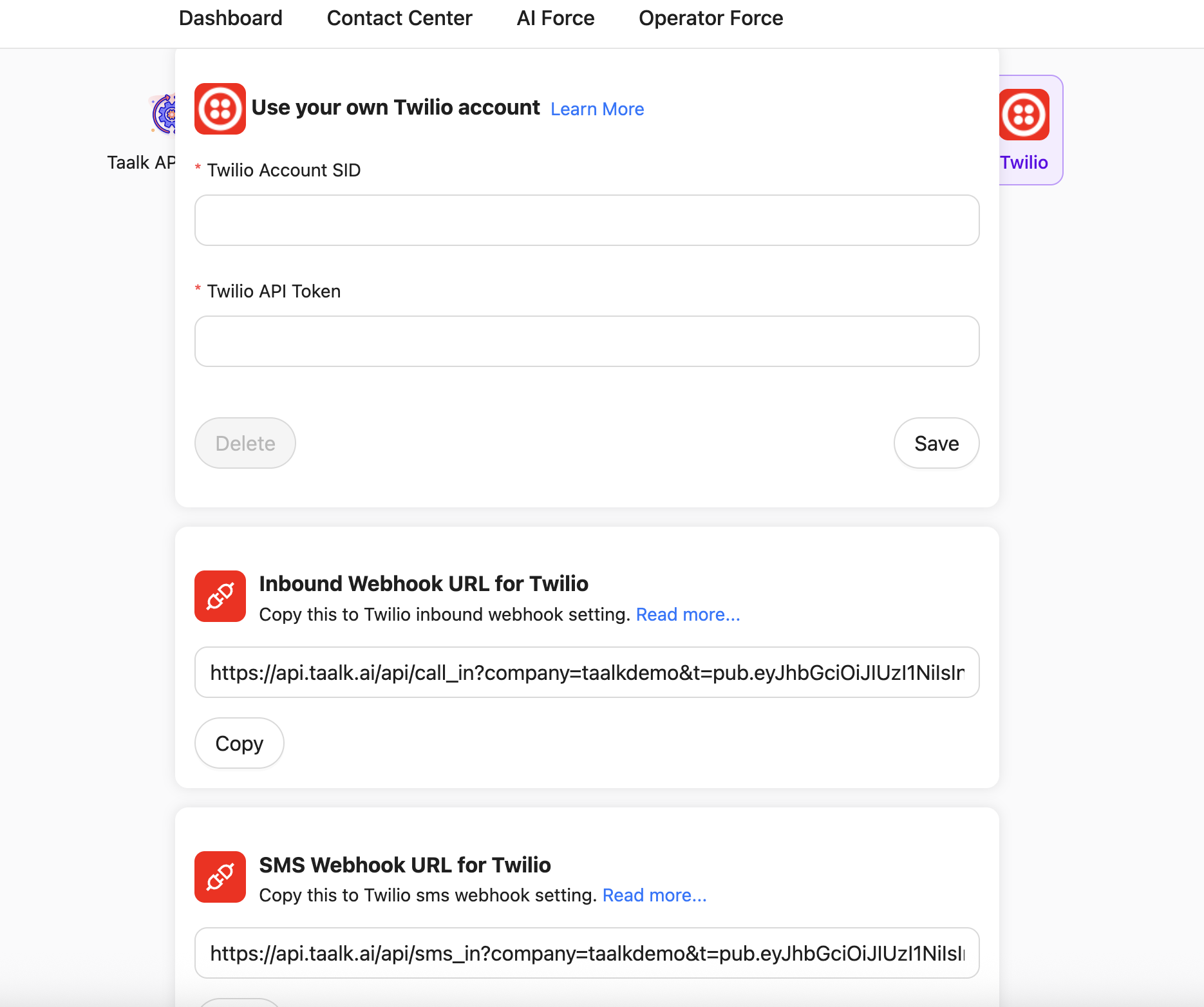 Bring Your Own Twilio (BYOT) Integration Guide